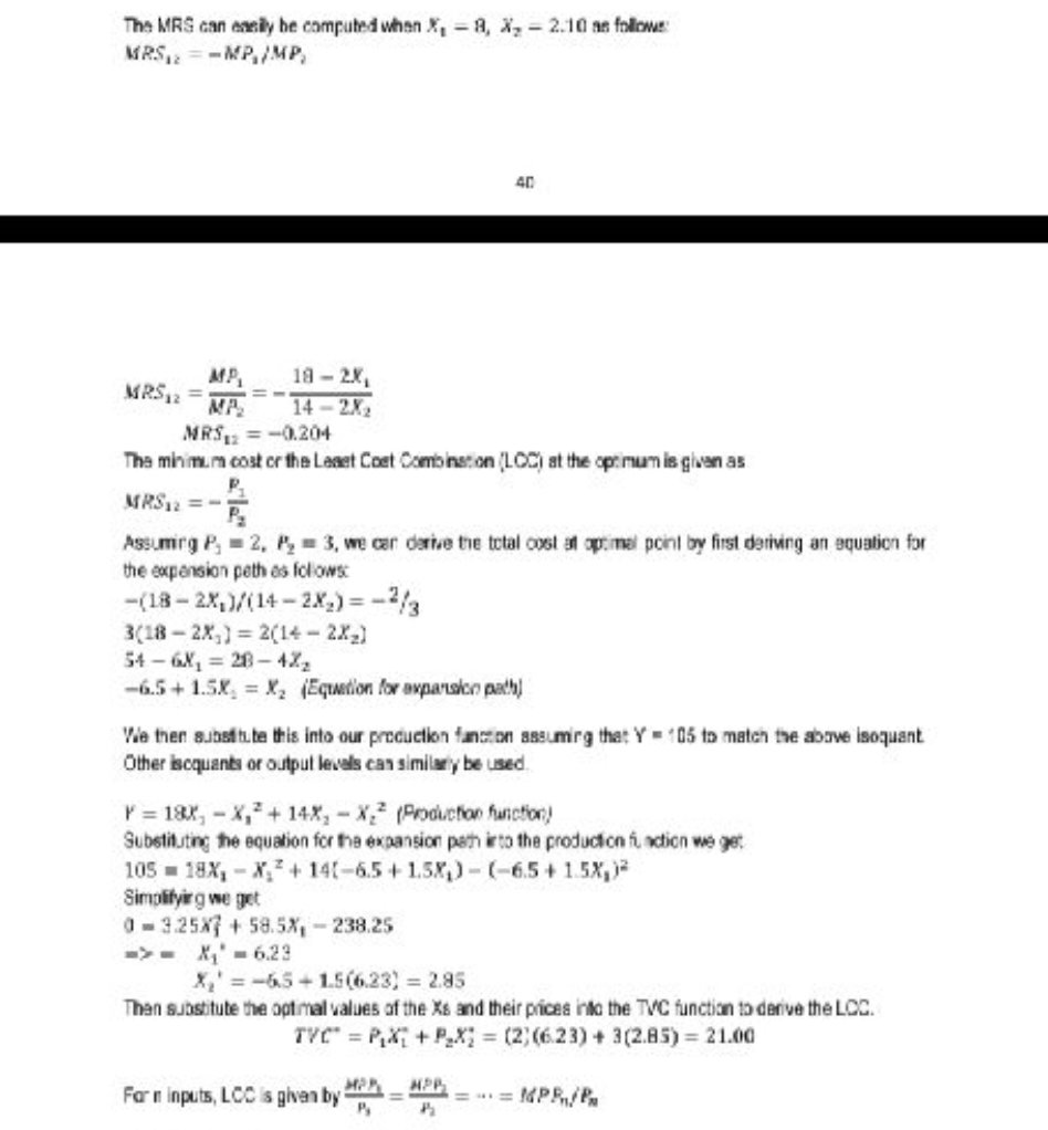 The MRS can easily be computed when X = 8, X = 2.10 as follows: MRS = -MP..