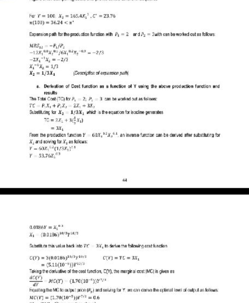For Y = 100, X₁ = 165.4, C = 23.76 π(100) = 36.24