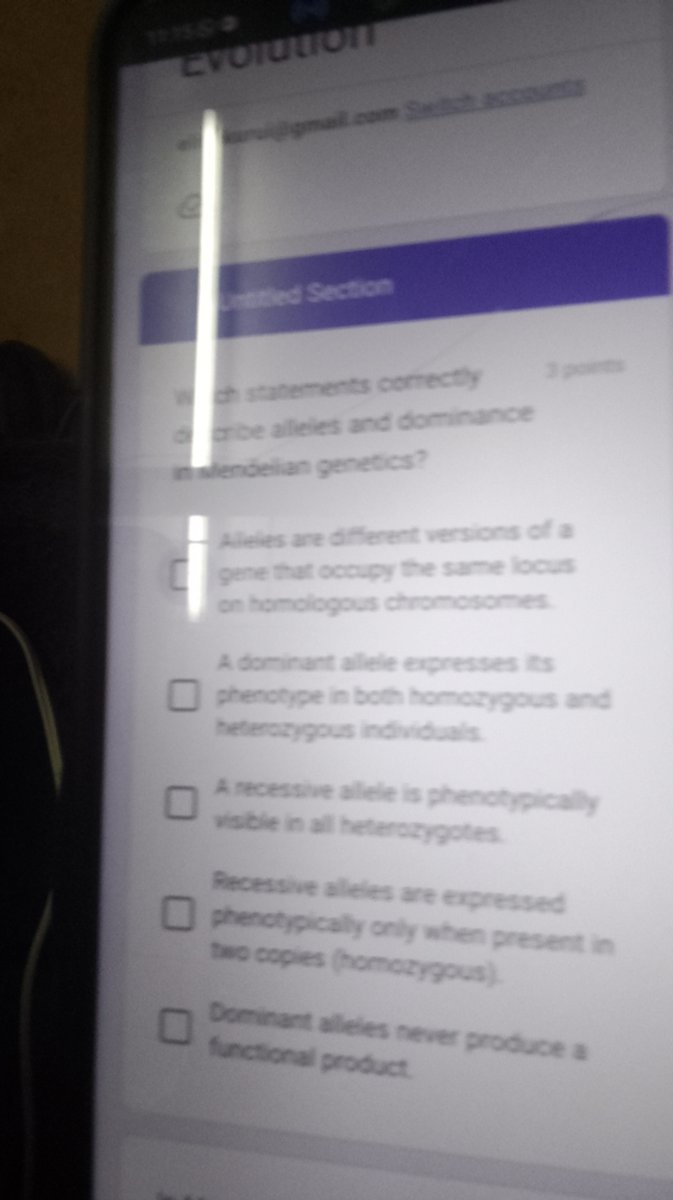 Which statements correctly describe alleles and dominance in Mendelian ge..