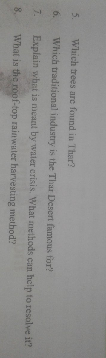 Which trees are found in Thar? Which traditional industry is the Thar Des..