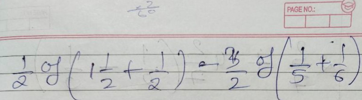 \frac{1}{2} \text{ of } \left(1\frac{1}{2} + \frac{1}{2}\right) = \frac{3..