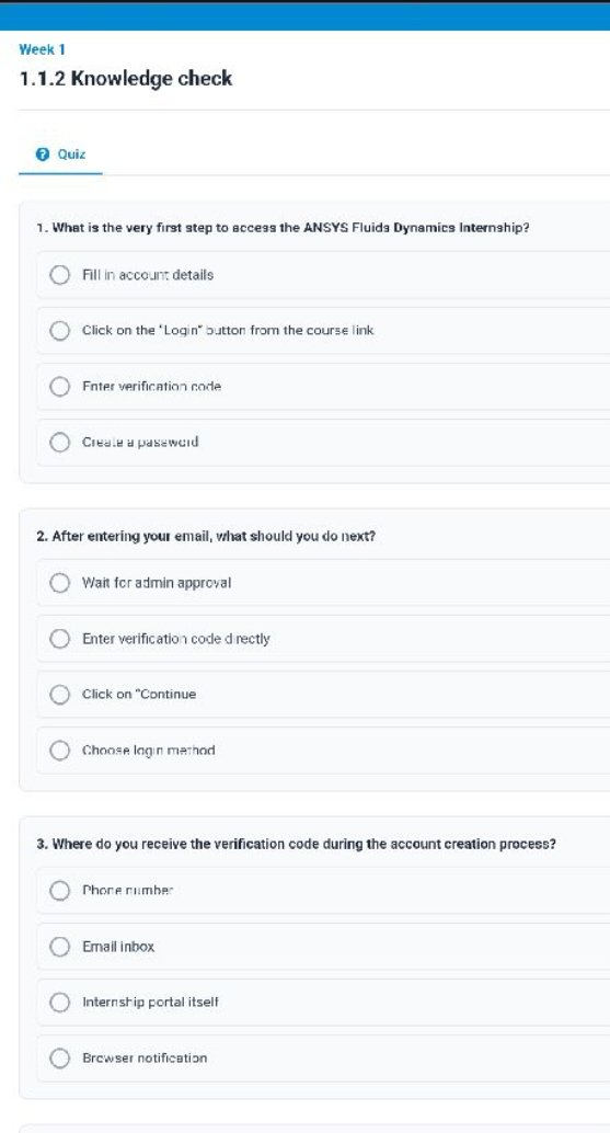 Week 1 1.1.2 Knowledge check Quiz What is the very first step to access..