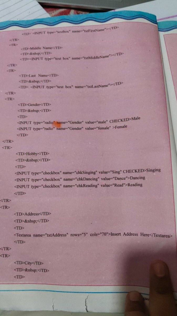 The provided image contains HTML code snippets for creating a form. It in..