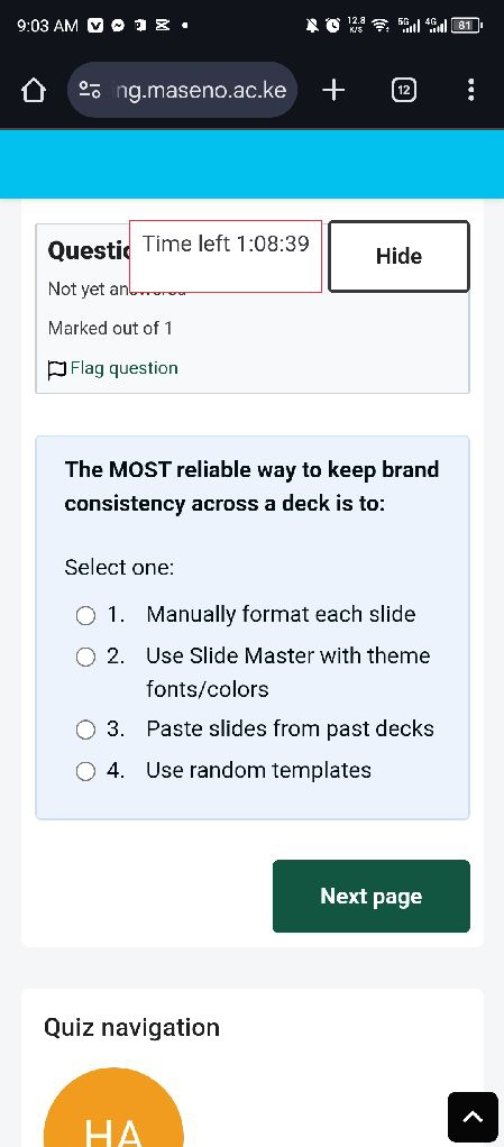 The MOST reliable way to keep brand consistency across a deck is to: Sel..