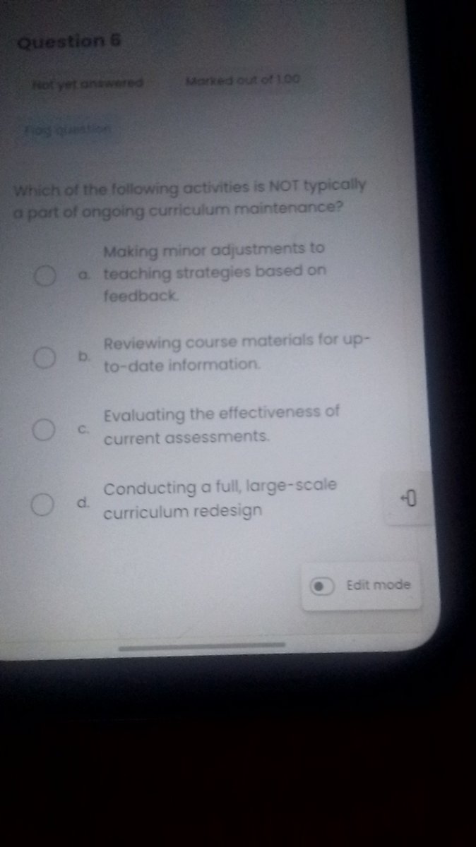Which of the following activities is NOT typically a part of ongoing curr..