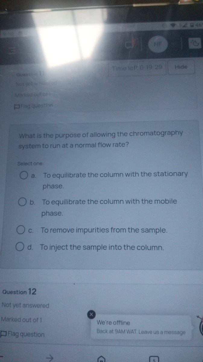 What is the purpose of allowing the chromatography system to run at a nor..