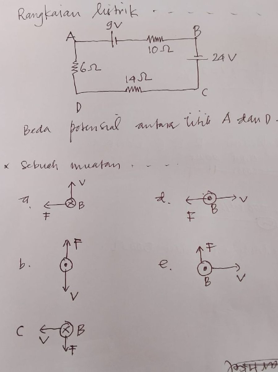 Rangkaian listrik Circuit diagram with components and values Beda poten..