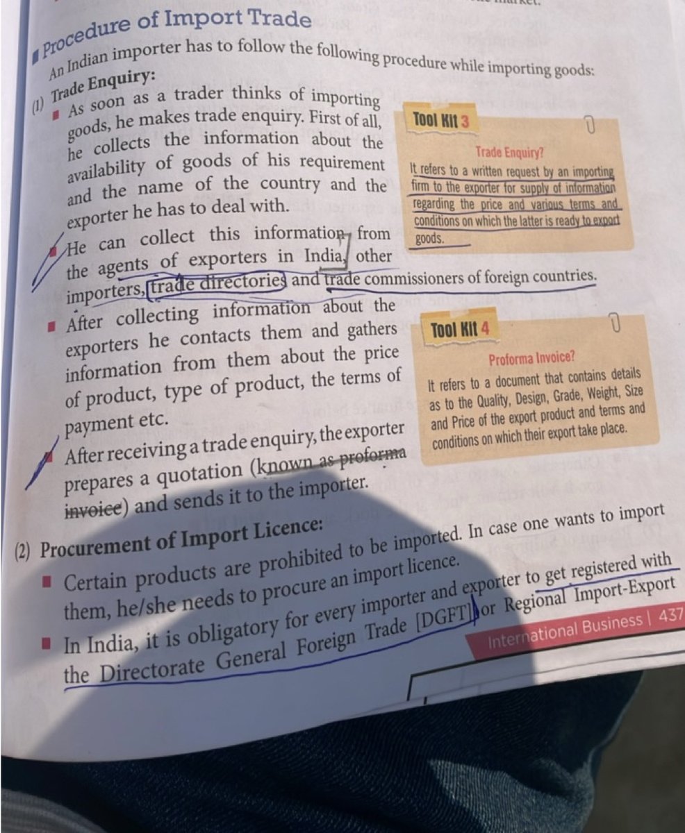An Indian importer has to follow the following procedure while importing