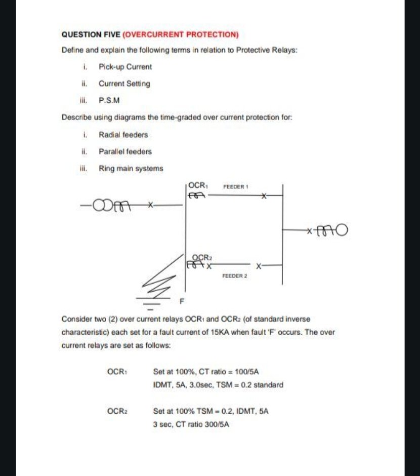 QUESTION FIVE (OVERCURRENT PROTECTION) Define and explain the following