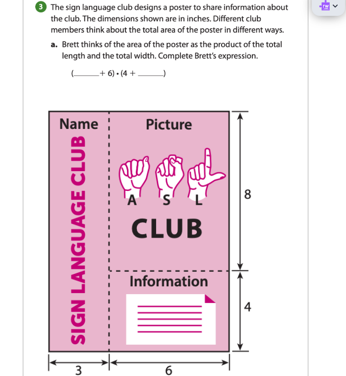 The sign language club designs a poster to share information about the cl..