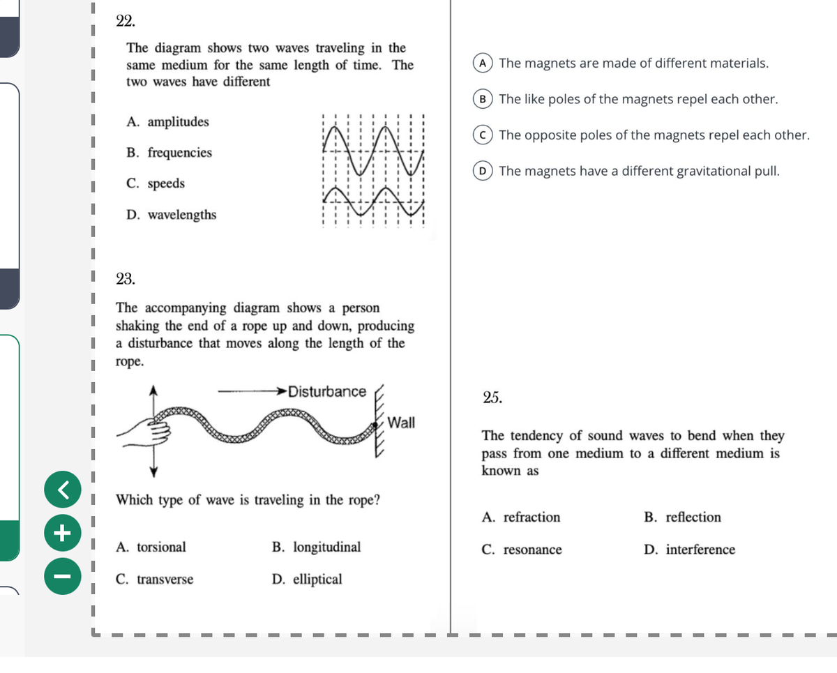 The diagram shows two waves traveling in the same medium for the same len..
