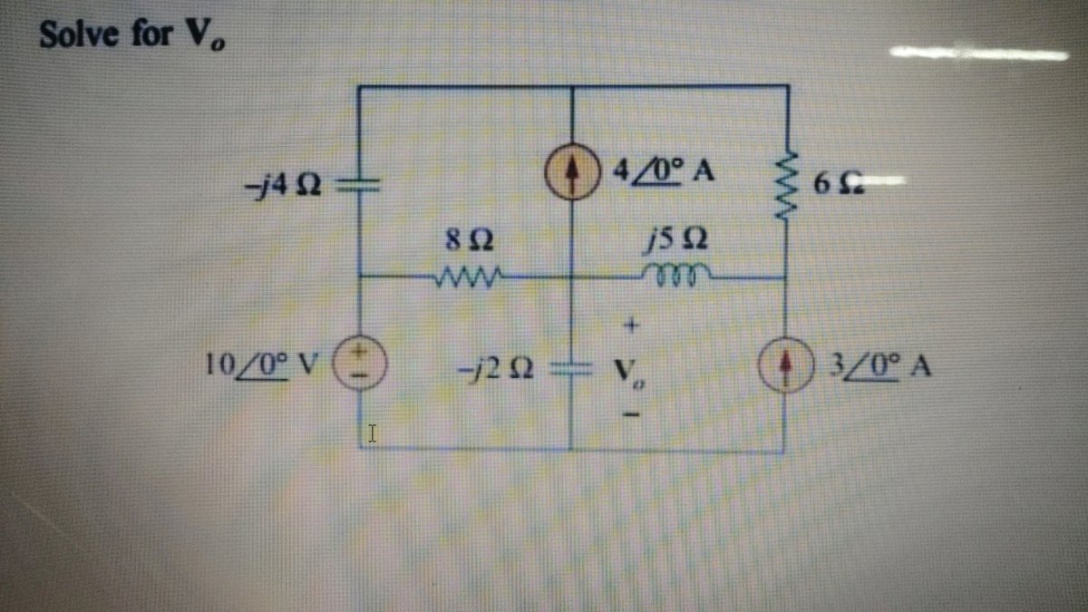 Solve for V_o in the given circuit diagram. | Filo