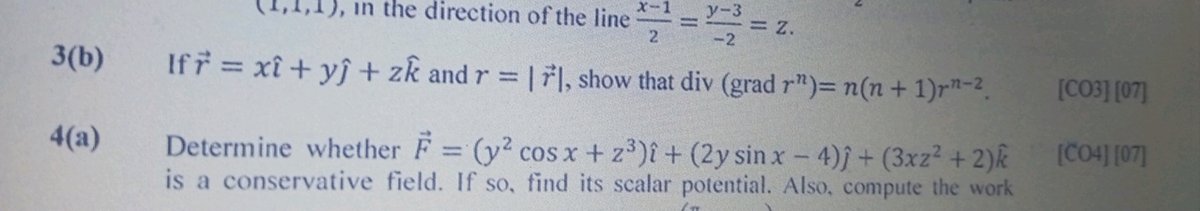 3(b) If \vec{r} = x\hat{i} + y\hat{j} + z\hat{k} and r = |\vec{r}|, show