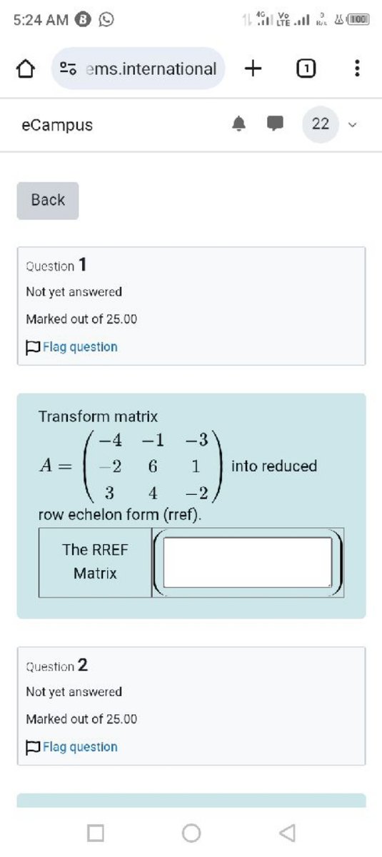 Transform matrix A = \begin{pmatrix} -4 & -1 & -3 \\ -2 & 6 & 1 \\ 3 & 4..