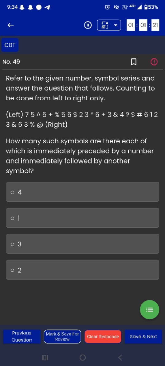 Refer to the given number, symbol series and answer the question that fol..