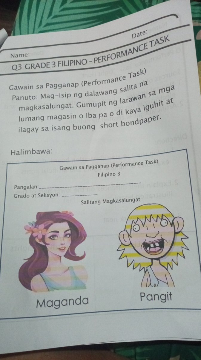 Q3 GRADE 3 FILIPINO - PERFORMANCE TASK Gawain sa Pagganap (Performance T..