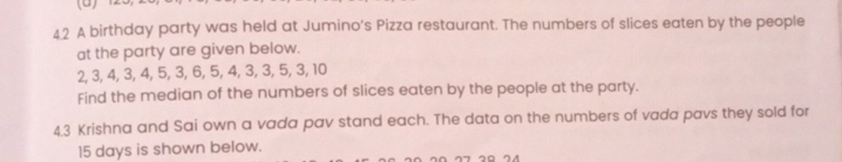 4.2 A birthday party was held at Jumino's Pizza restaurant. The numbers o..