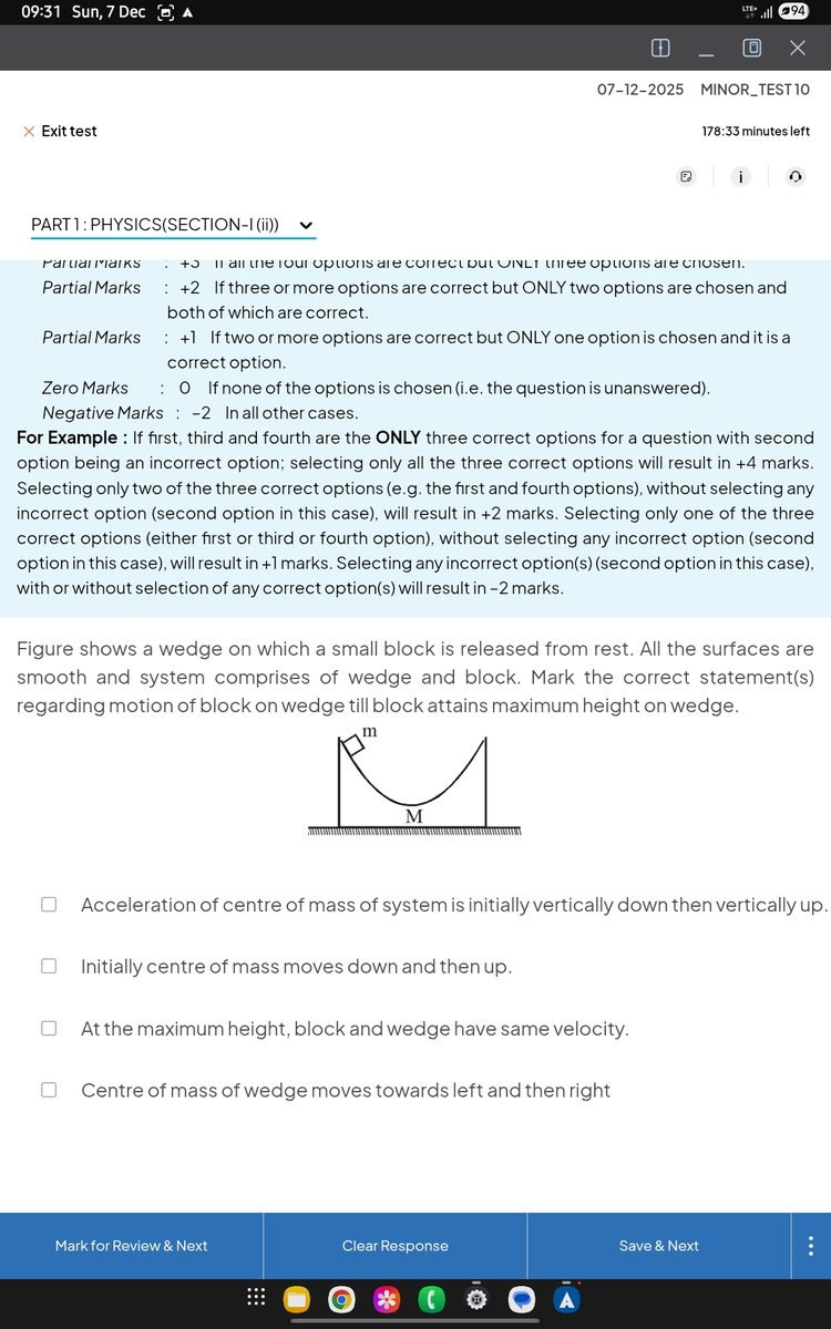 Figure shows a wedge on which a small block is released from rest. All th..