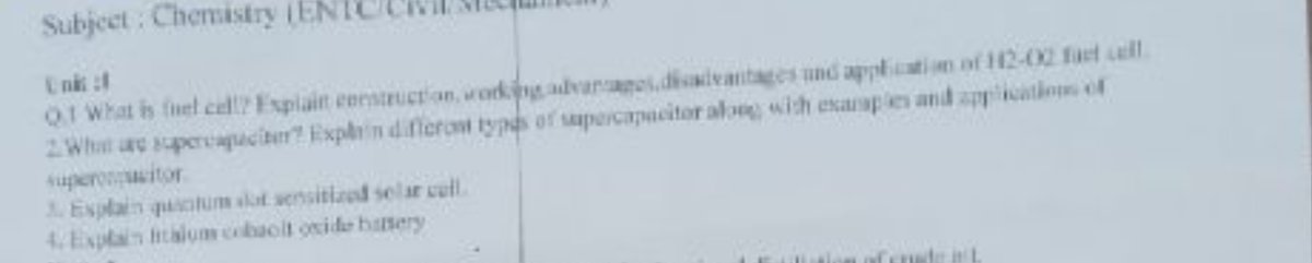 Subject: Chemistry (ENIC/Civil/Mechanical) Unit: 1 Q.1 What is a fuel c..
