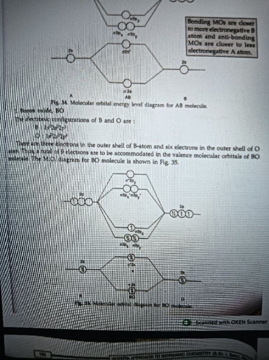 The electronic configurations of B and O are: There are three electrons