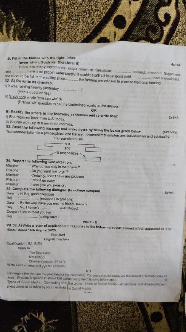 B. Fill in the blanks with the right linker. (even when, Such as, therefo..