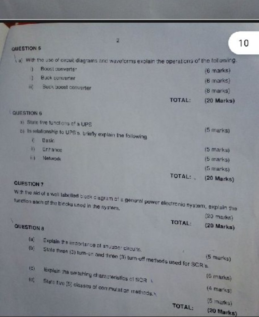 QUESTION 5 a) With the use of circuit diagrams and waveforms explain the
