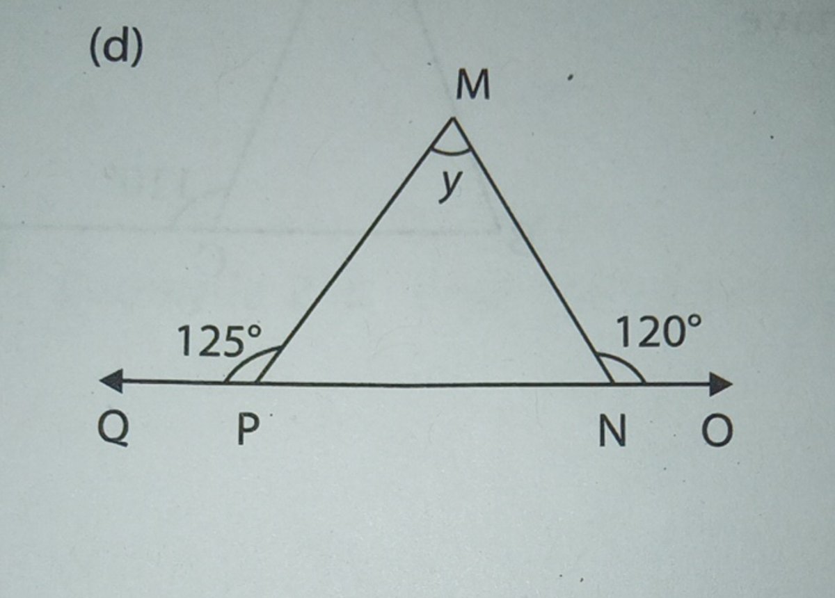The image shows a triangle MNP with a line segment QO passing through P a..