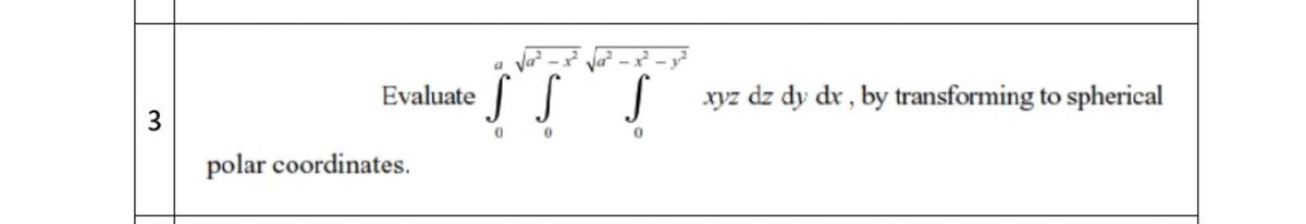 Evaluate the triple integral \int_0^a \int_0^{\sqrt{a^2-x^2}} \int_0^{\sq..