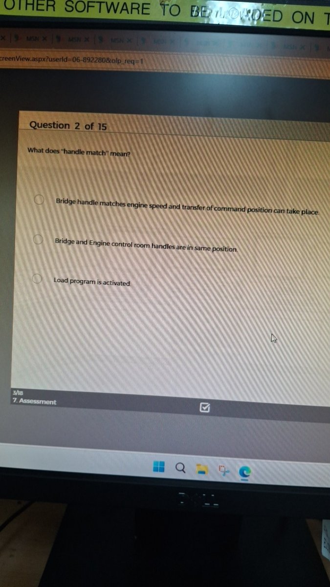 Question 2 of 15 What does "handle match" mean? Bridge handle matches e..