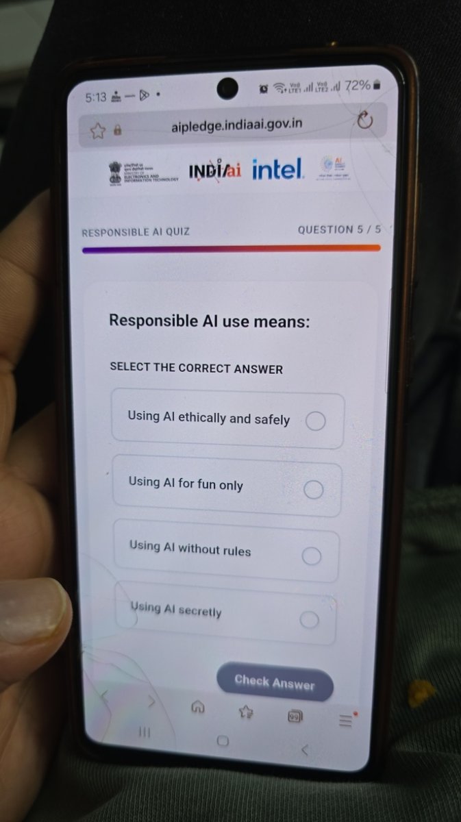 Responsible AI use means: SELECT THE CORRECT ANSWER Using AI ethically