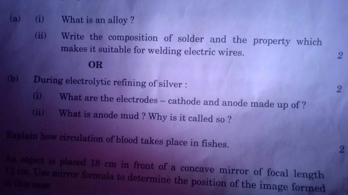 (a) (i) What is an alloy? (ii) Write the composition of solder and the pr..