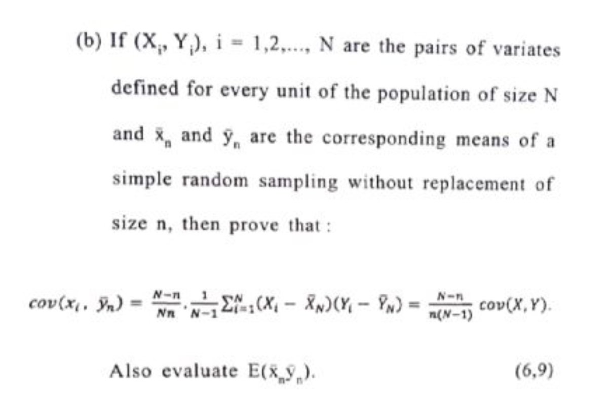 (b) If (X_i, Y_i), i = 1,2,..., N are the pairs of variates defined for e..