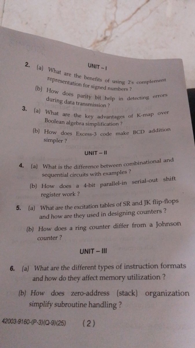 UNIT-1 (a) What are the benefits of using 2's complement representation