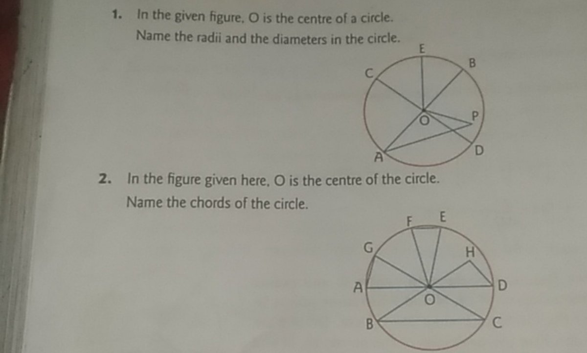 In the given figure, O is the centre of a circle. Name the radii and the
