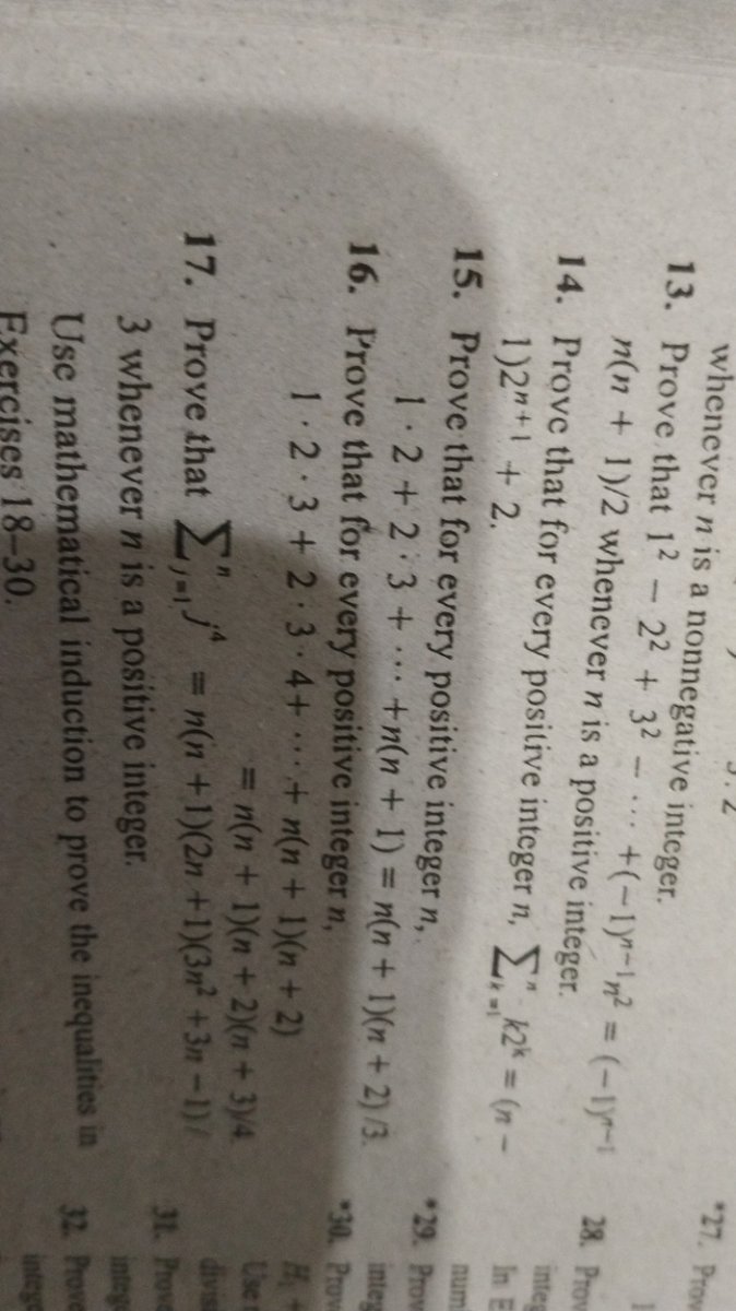 Prove that 1^2 - 2^2 + 3^2 - \dots + (-1)^{n-1}n^2 = (-1)^{n-1} n(n+1)/2