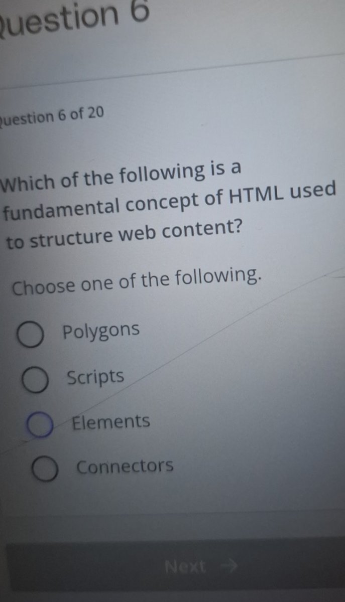 Which of the following is a fundamental concept of HTML used to structure..
