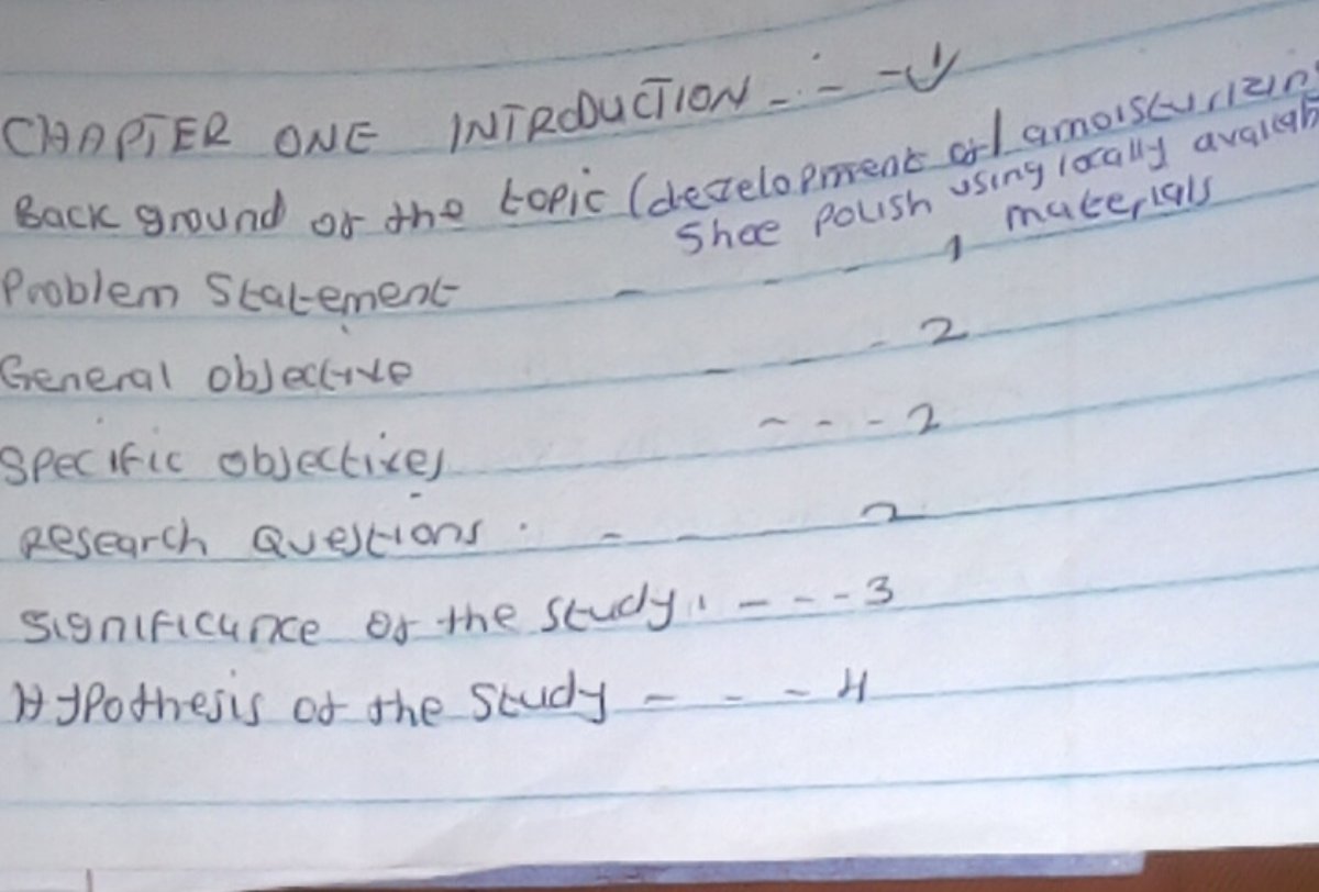CHAPTER ONE INTRODUCTION Background of the topic (development of moisturi..