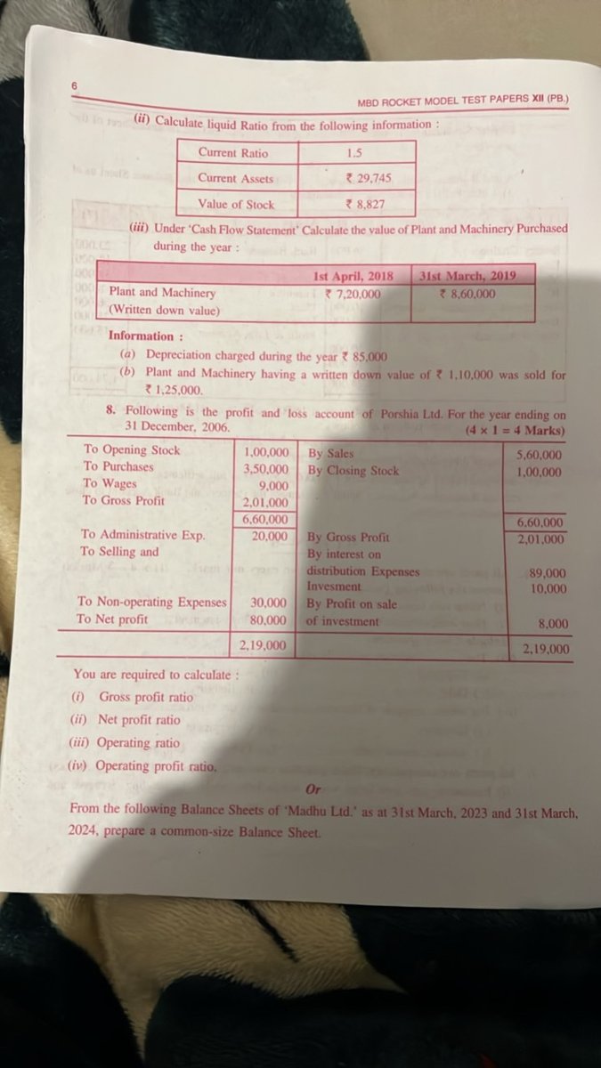 6 MBD ROCKET MODEL TEST PAPERS XII (PB.) (ii) Calculate liquid Ratio from..