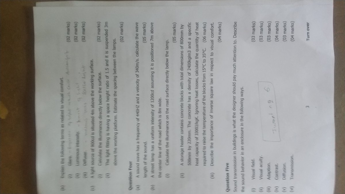 (B) Explain the following terms as related to visual comfort. (I) Glare