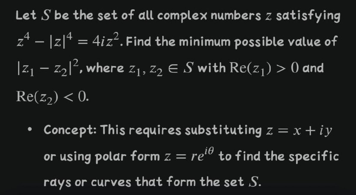 Let S be the set of all complex numbers z satisfying z^4 - |z|^4 = 4iz^2...