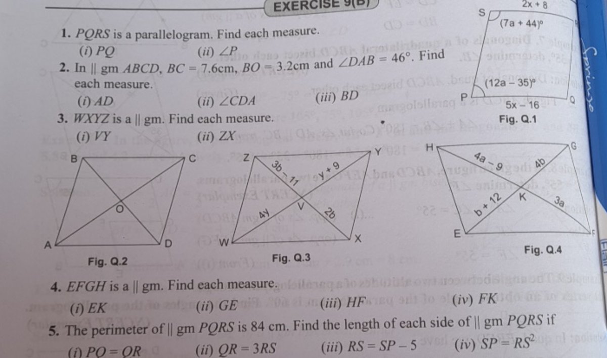 EXERCISE 9(B) PQRS is a parallelogram. Find each measure. (i) PQ