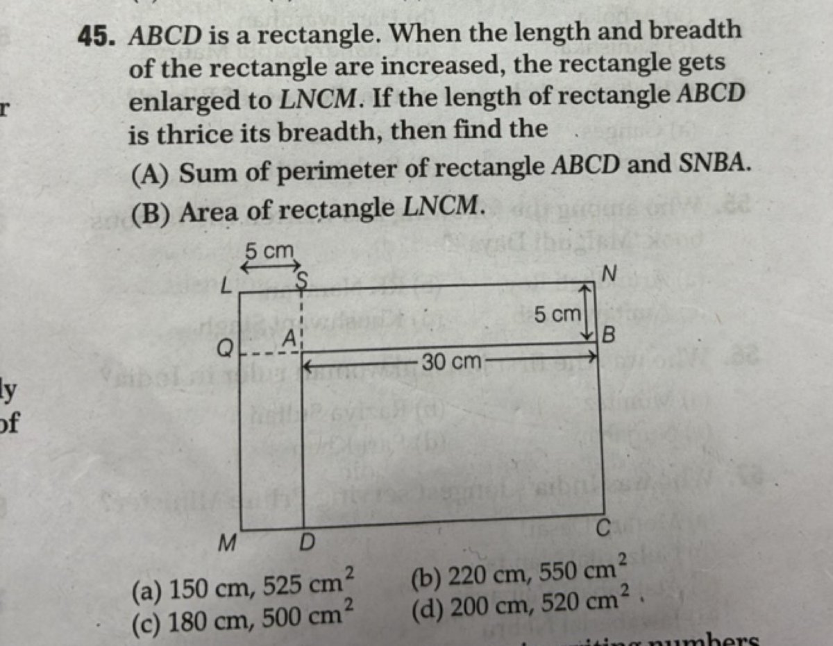 ABCD is a rectangle. When the length and breadth of the rectangle are inc..
