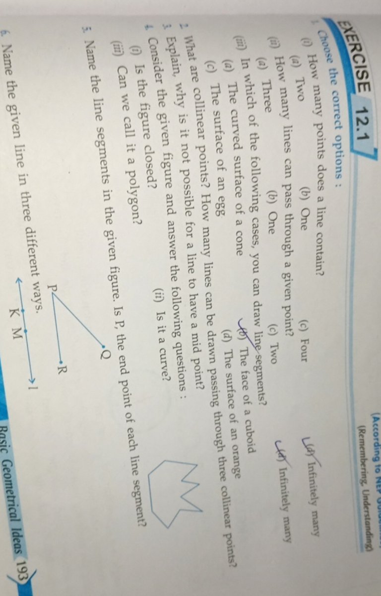 Here are the questions from Exercise 12.1: 1. Choose the correct options..