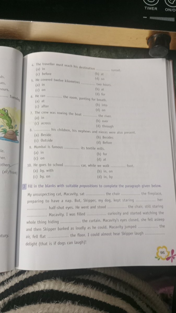Fill in the blanks with suitable prepositions to complete the paragraph g..