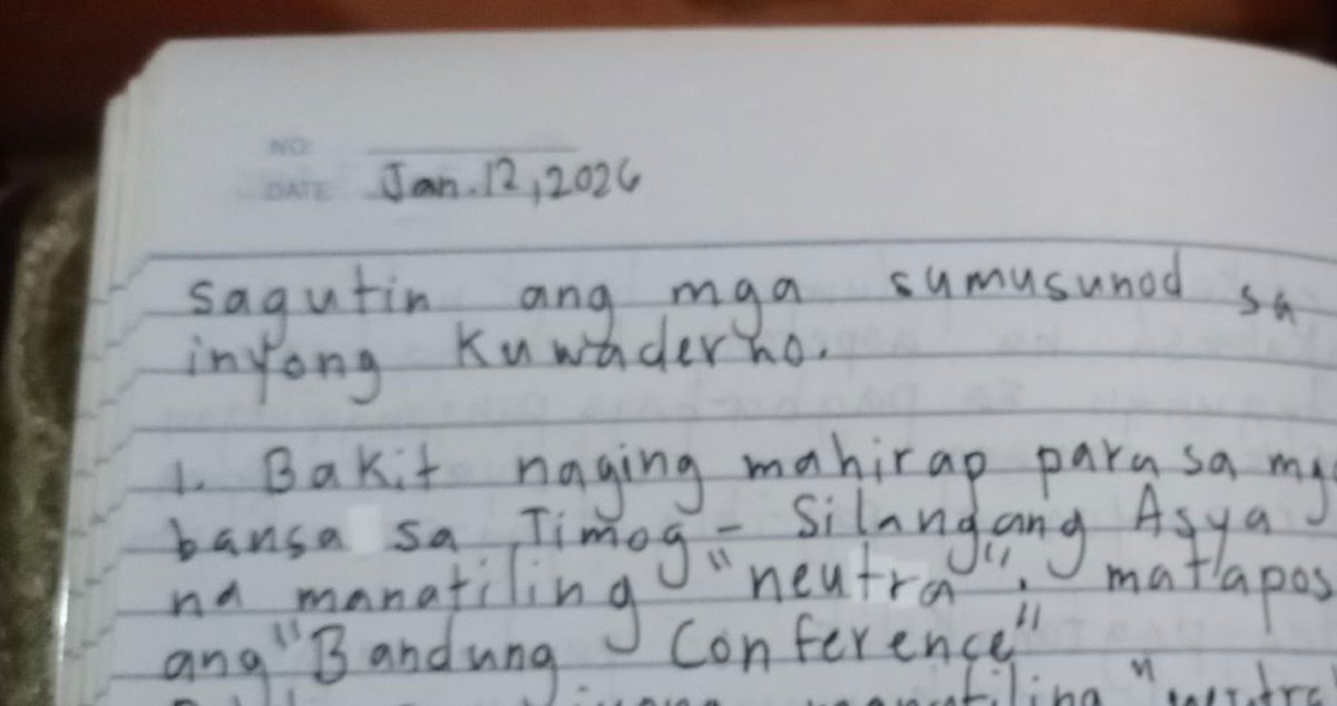 Sagutin ang mga sumusunod sa inyong kuwaderno. Bakit naging mahirap para..