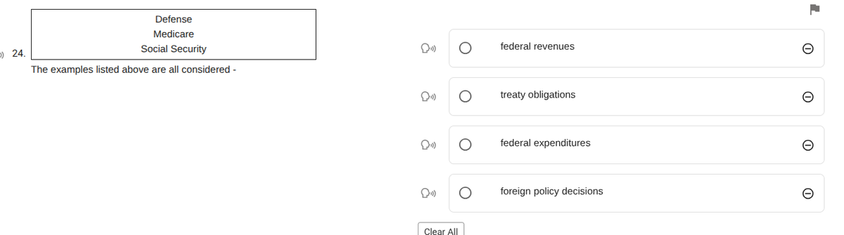 The examples listed above (Defense, Medicare, Social Security) are all co..