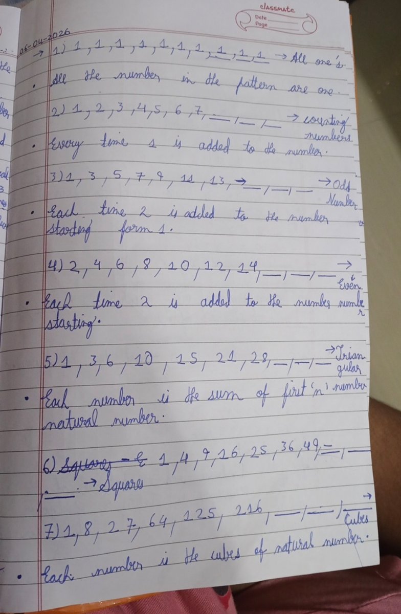 Here are some number patterns. Complete the patterns and describe them: