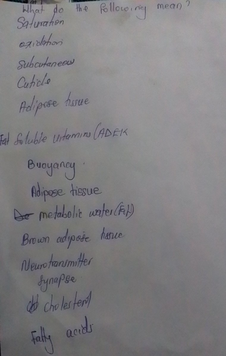 What do the following mean? Saturation Oxidation Subcutaneous Cuticle Ad..