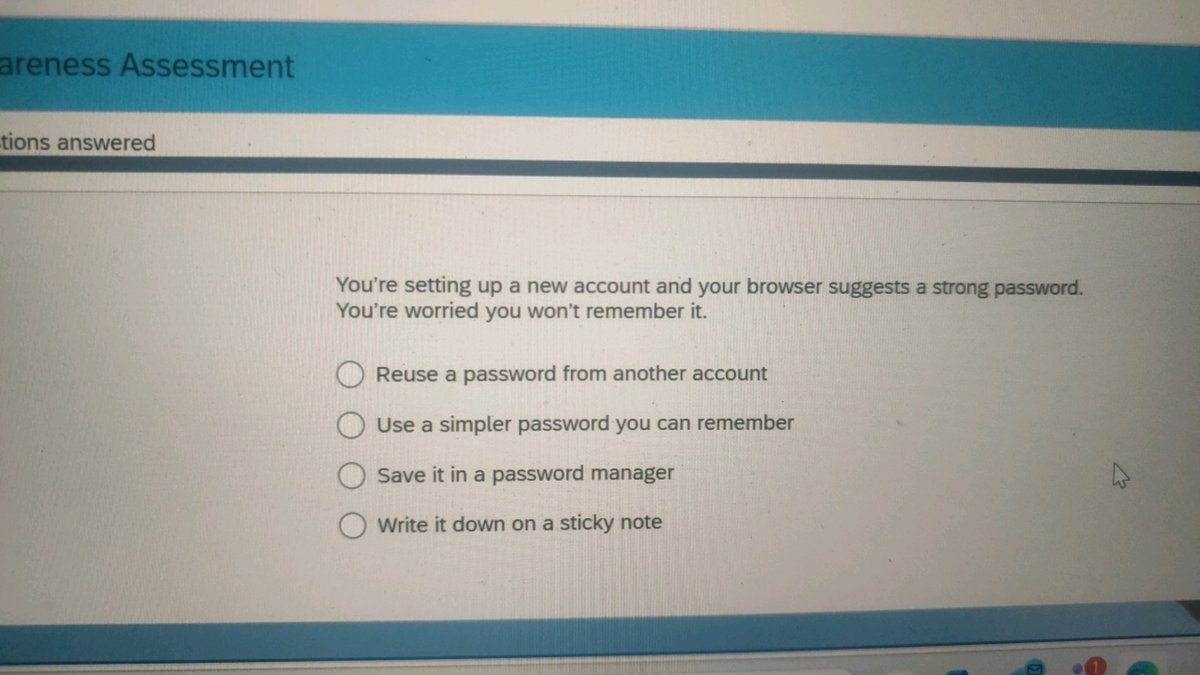 You're setting up a new account and your browser suggests a strong passwo..