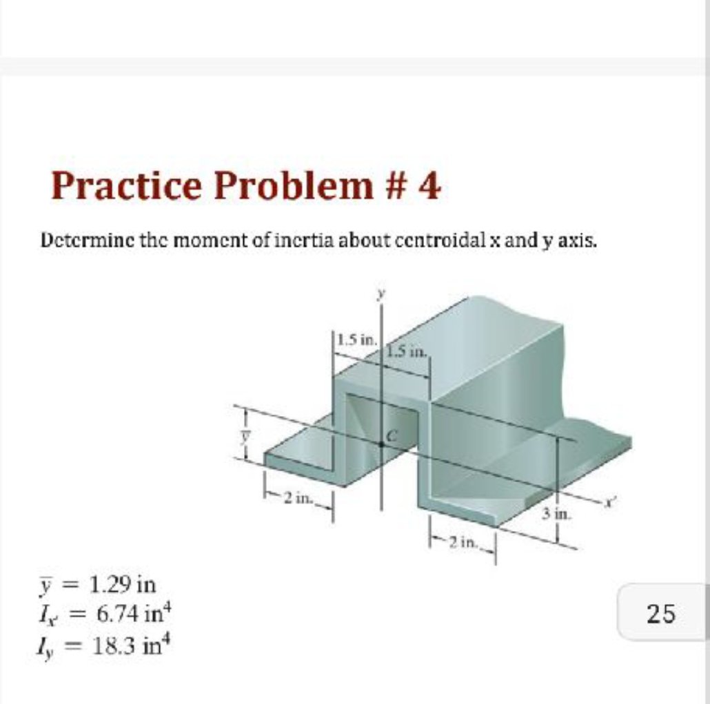 Practice Problem # 4 Determine the moment of inertia about centroidal x a..